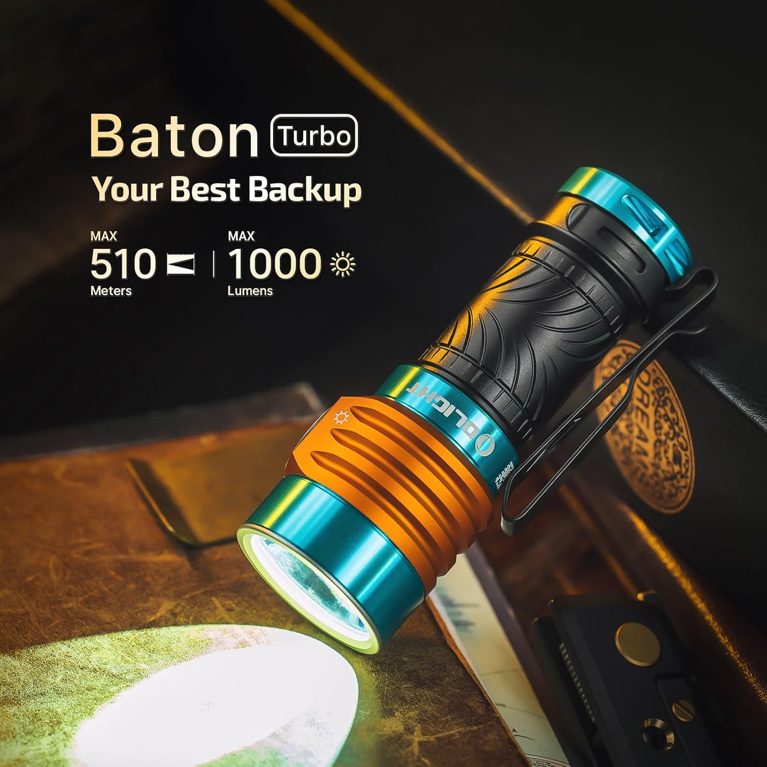 OLIGHT Baton Turbo EDC Rechargeable Handheld Flashlight, 1000 Lumens ...