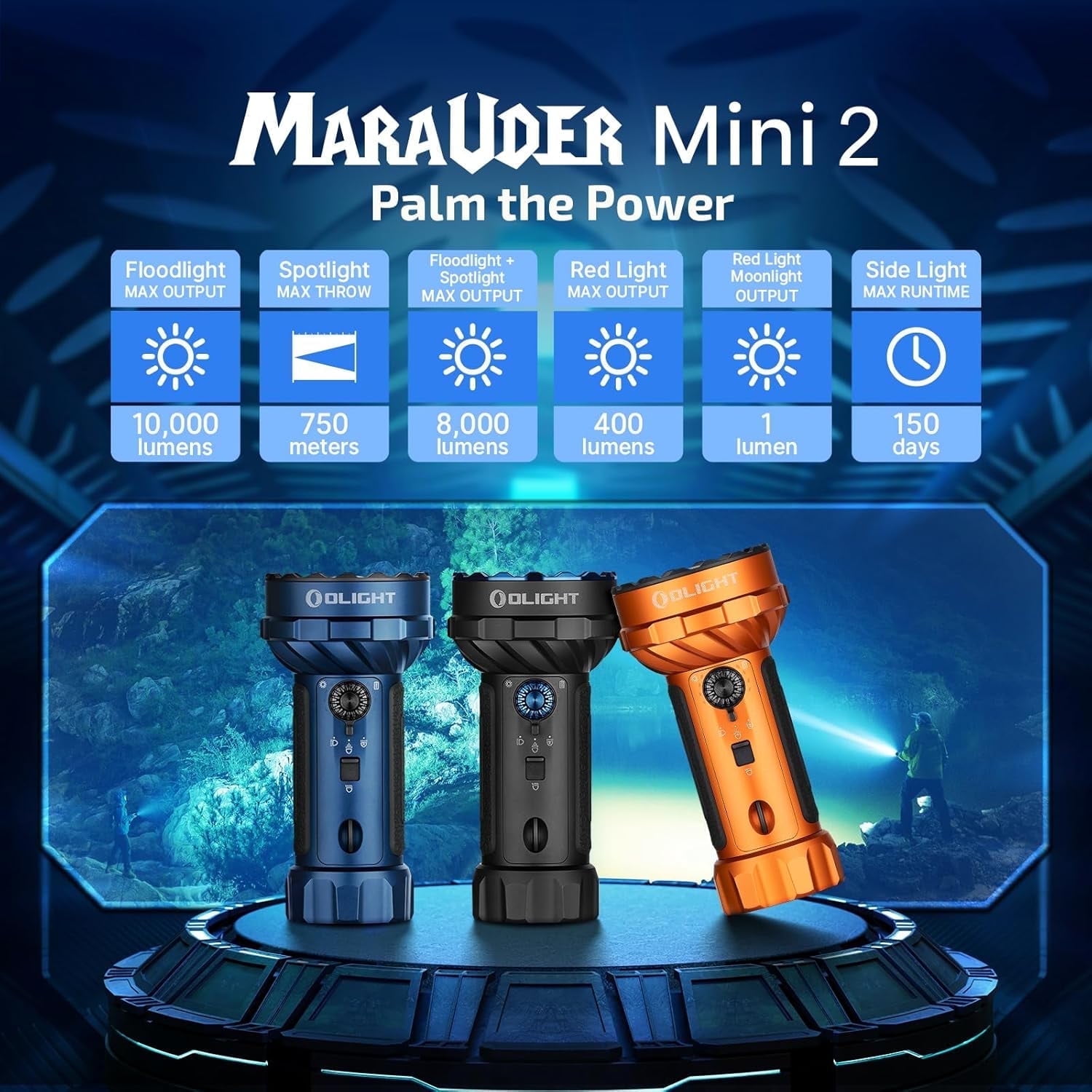 OLIGHT Marauder Mini 2 Bright Flashlight 10,000 Lumen with 750 Meters ...
