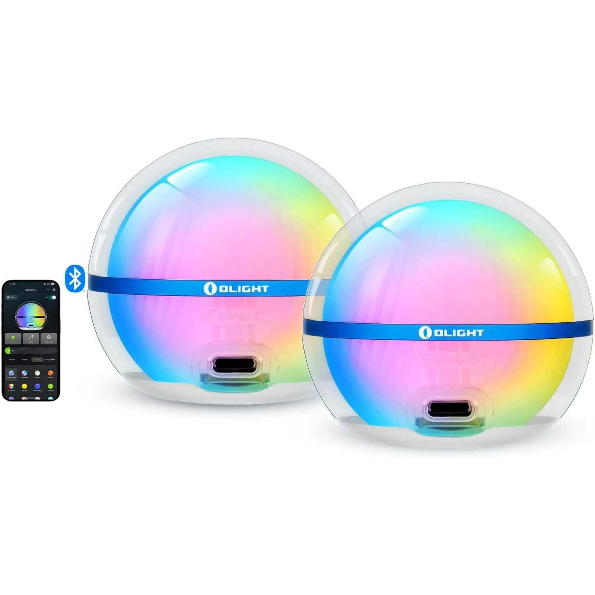 OLIGHT Sphere C 2-Pack Smart Night Light, USB-C Rechargeable, 75 Lumens ...