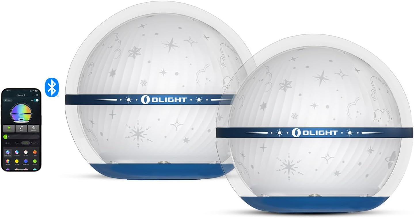 OLIGHT Sphere C 2-Pack Smart Night Light, USB-C Rechargeable, 75 Lumens ...