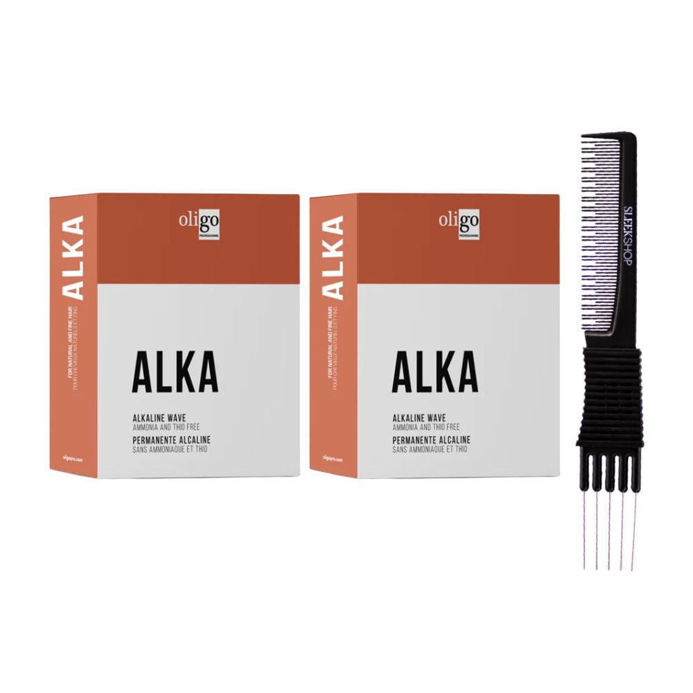 OLIGO ALKA Alkaline Wave Kit with SLEEKSHOP Teasing Comb Pack of 2 ...