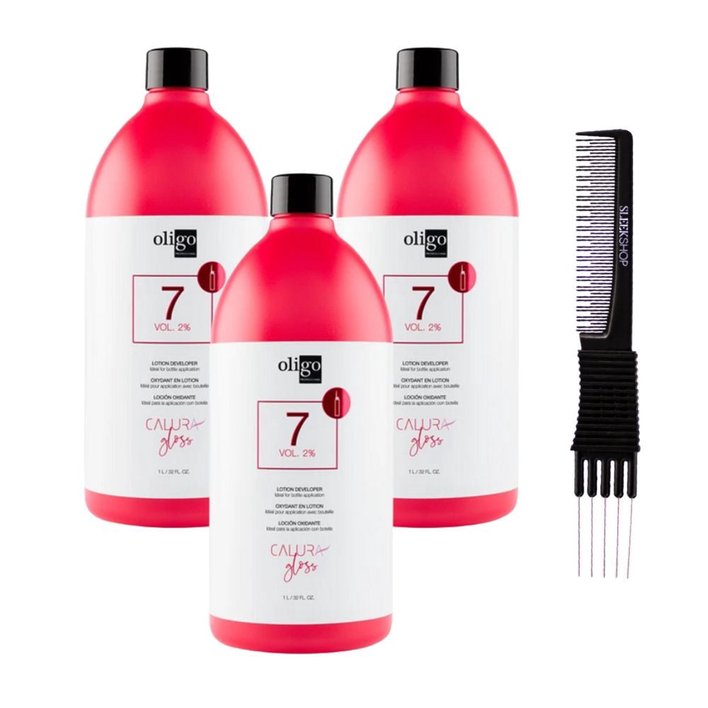OLIGO Calura Gloss 7 Vol 2% Lotion Developer (32 oz) with SLEEKSHOP ...