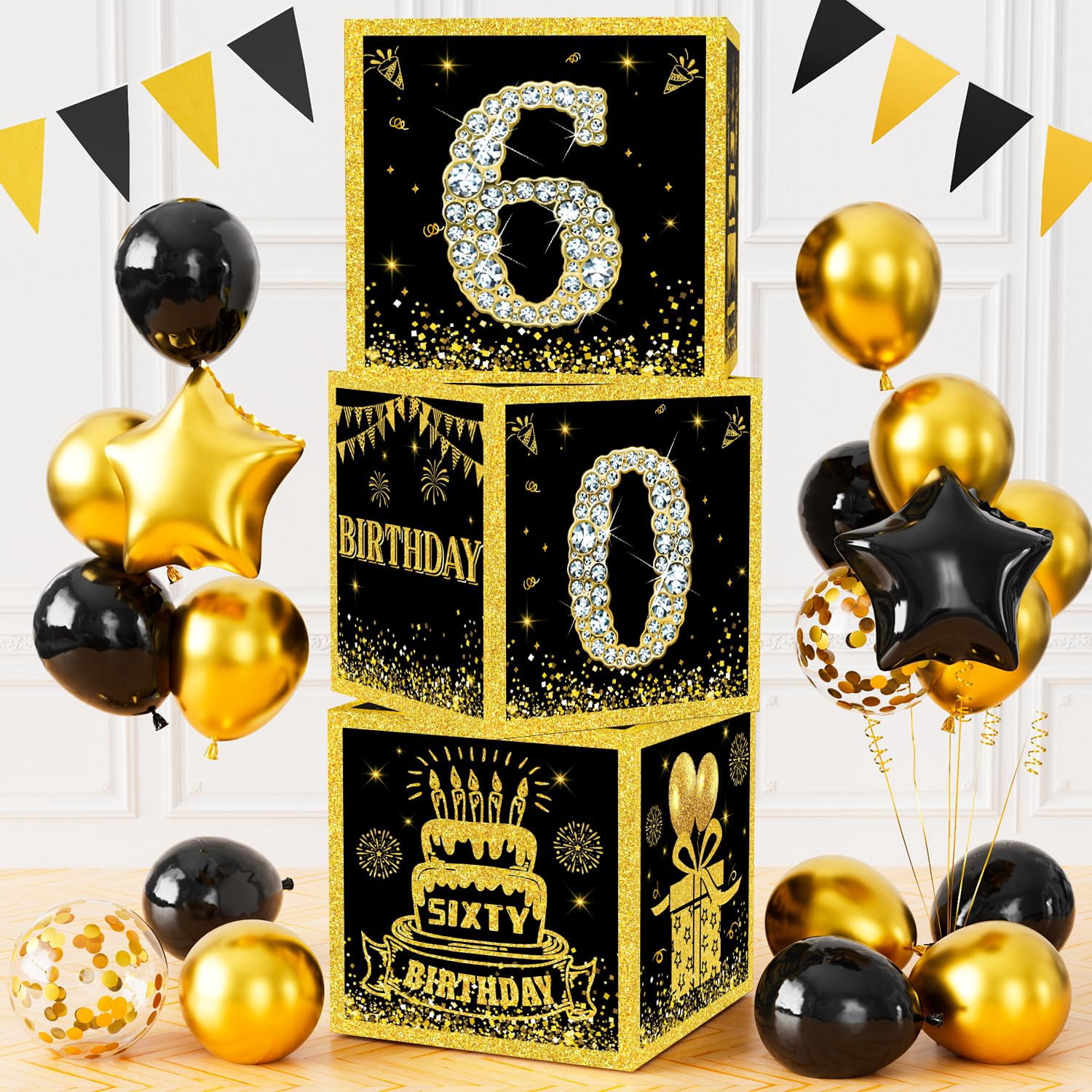 OLIKER 3PCS 60th Birthday MMF7 Decorations Boxes for Men Women,Black ...