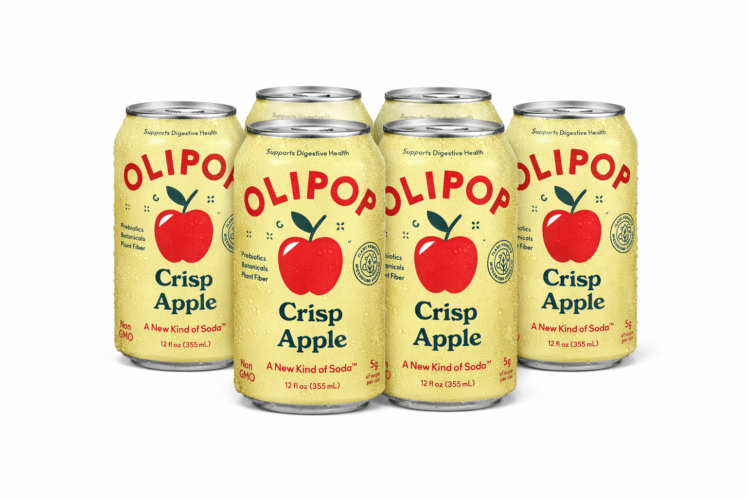 OLIPOP Crisp Apple Prebiotic Soda, 6 Pack, 12 fl oz Cans - Walmart.com