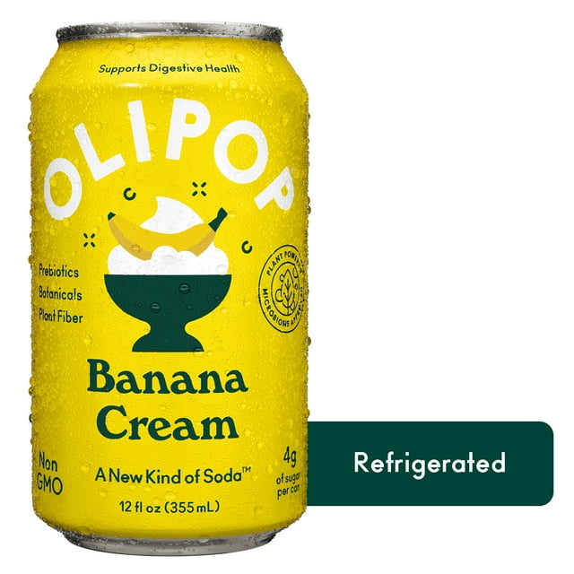 OLIPOP Healthy Prebiotic Soda, Banana Cream Flavor, Diet-Friendly, 12 fl oz - Walmart.com