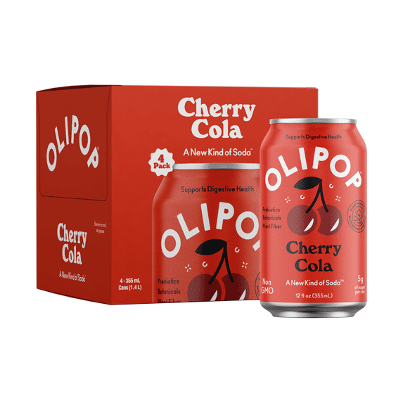 OLIPOP Prebiotic Soda, Cherry Cola, 12 fl oz, 4 Pack, Pantry Packs - Walmart.com