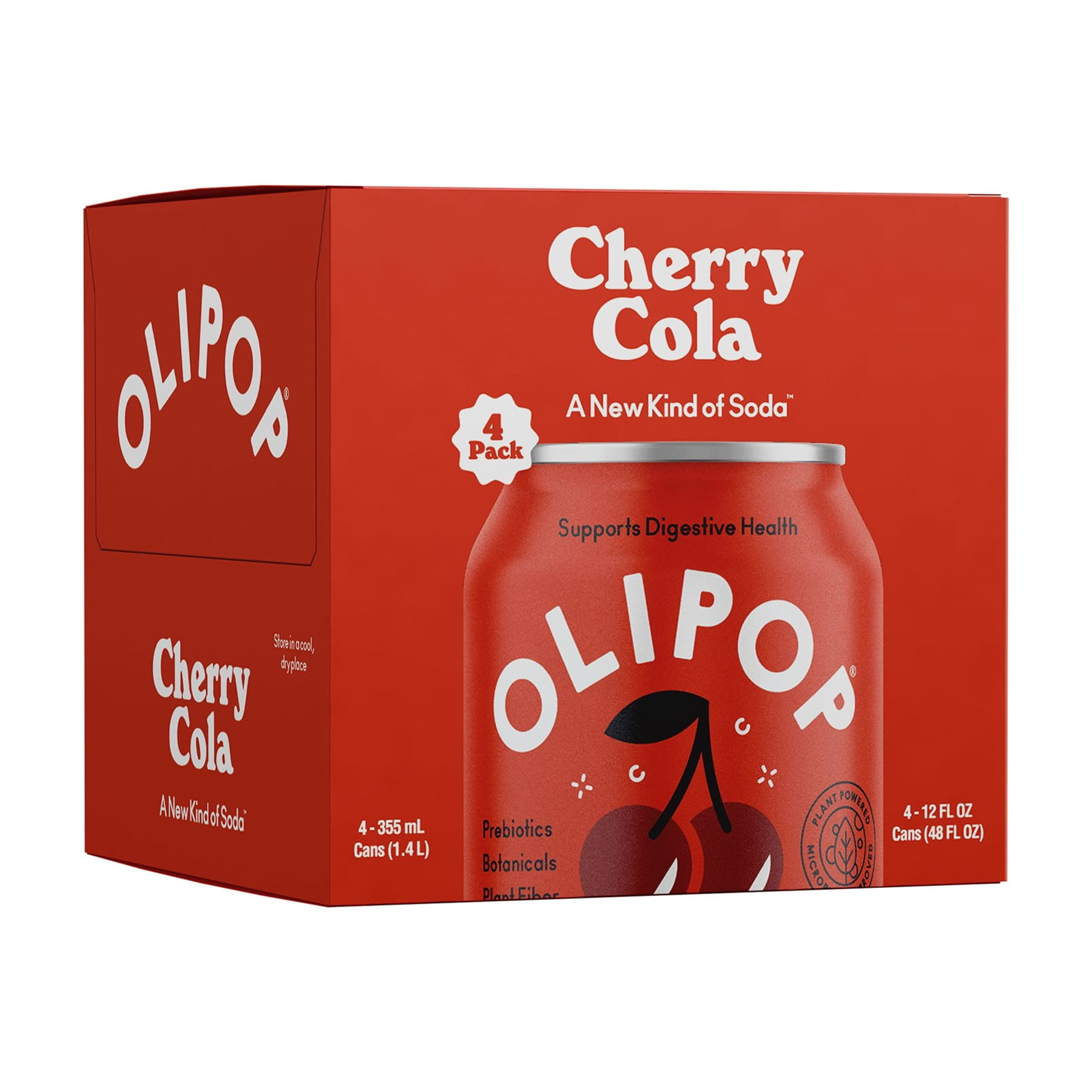 OLIPOP Prebiotic Soda, Cherry Cola, 12 fl oz, 4 Pack - Walmart.com