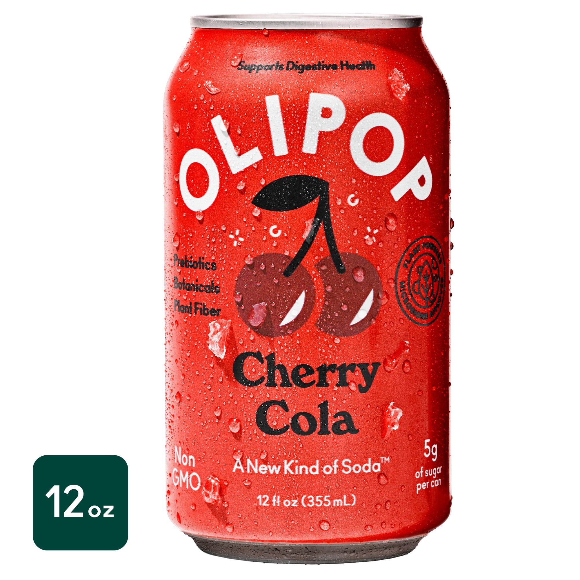 OLIPOP Prebiotic Soda, Cherry Cola, 12 fl oz, Non-Refrigerated - Walmart.com