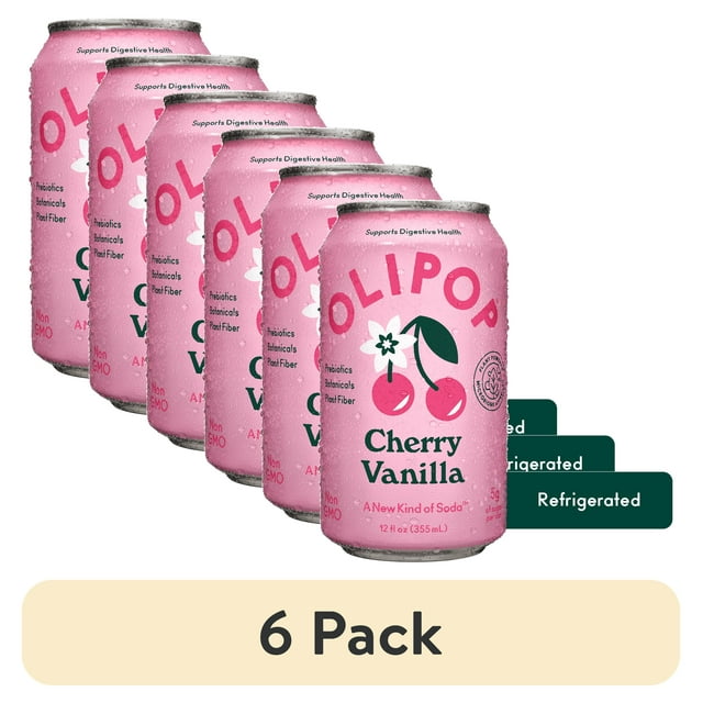(6 pack) OLIPOP Prebiotic Soda, Cherry Vanilla, 12 fl oz, Refrigerated - Walmart.com