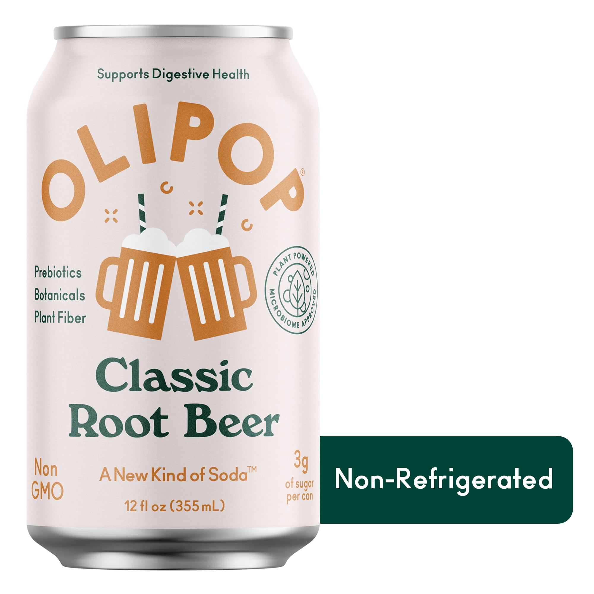 OLIPOP Prebiotic Soda, Classic Root Beer, 12 fl oz, Pantry Packs ...