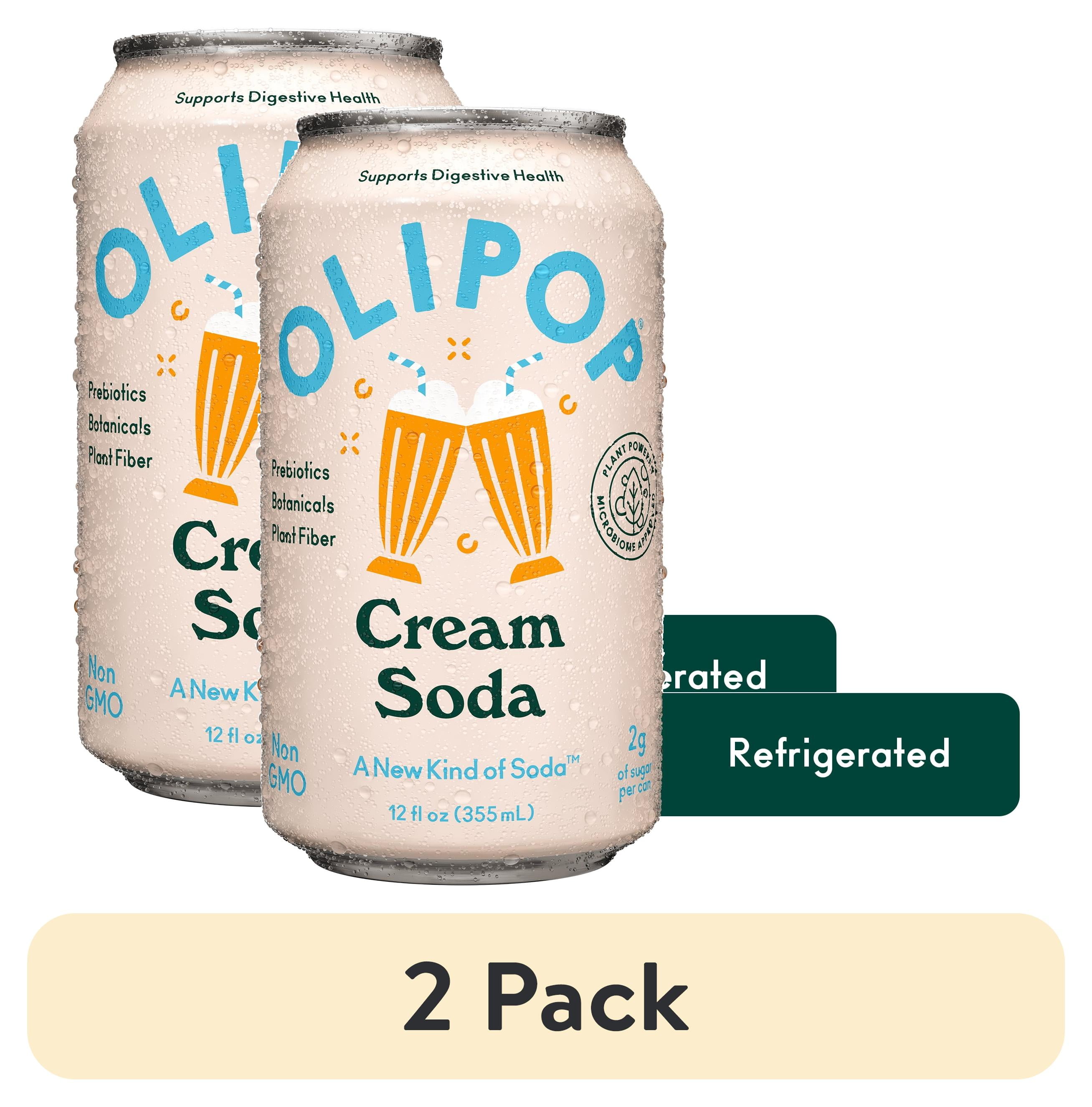 (2 pack) OLIPOP Prebiotic Soda, Cream Soda, 12 fl oz - Walmart.com
