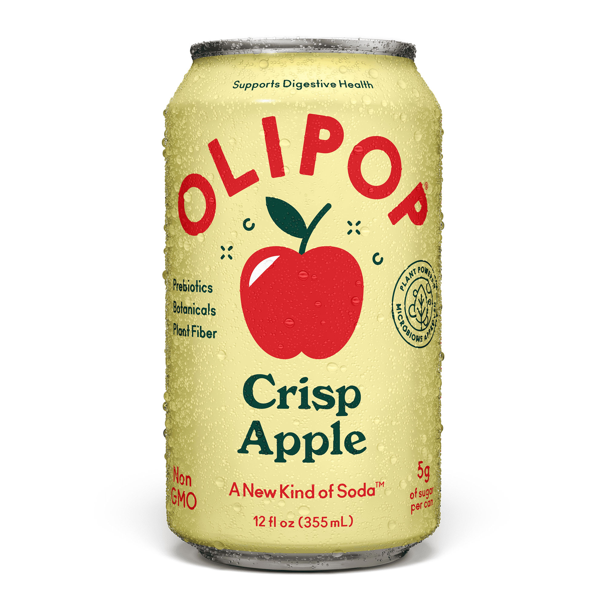OLIPOP Prebiotic Soda Crisp Apple 12 fl oz Refrigerated Gut-Friendly ...