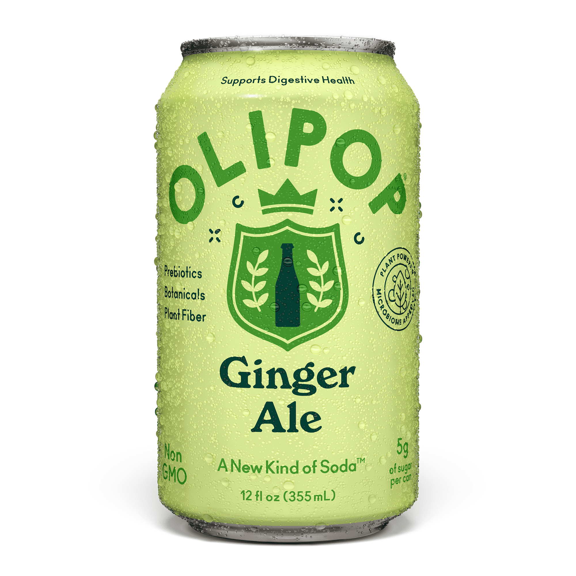 OLIPOP Prebiotic Soda, Ginger Ale, 12 fl oz, Low Sugar, Non-GMO ...