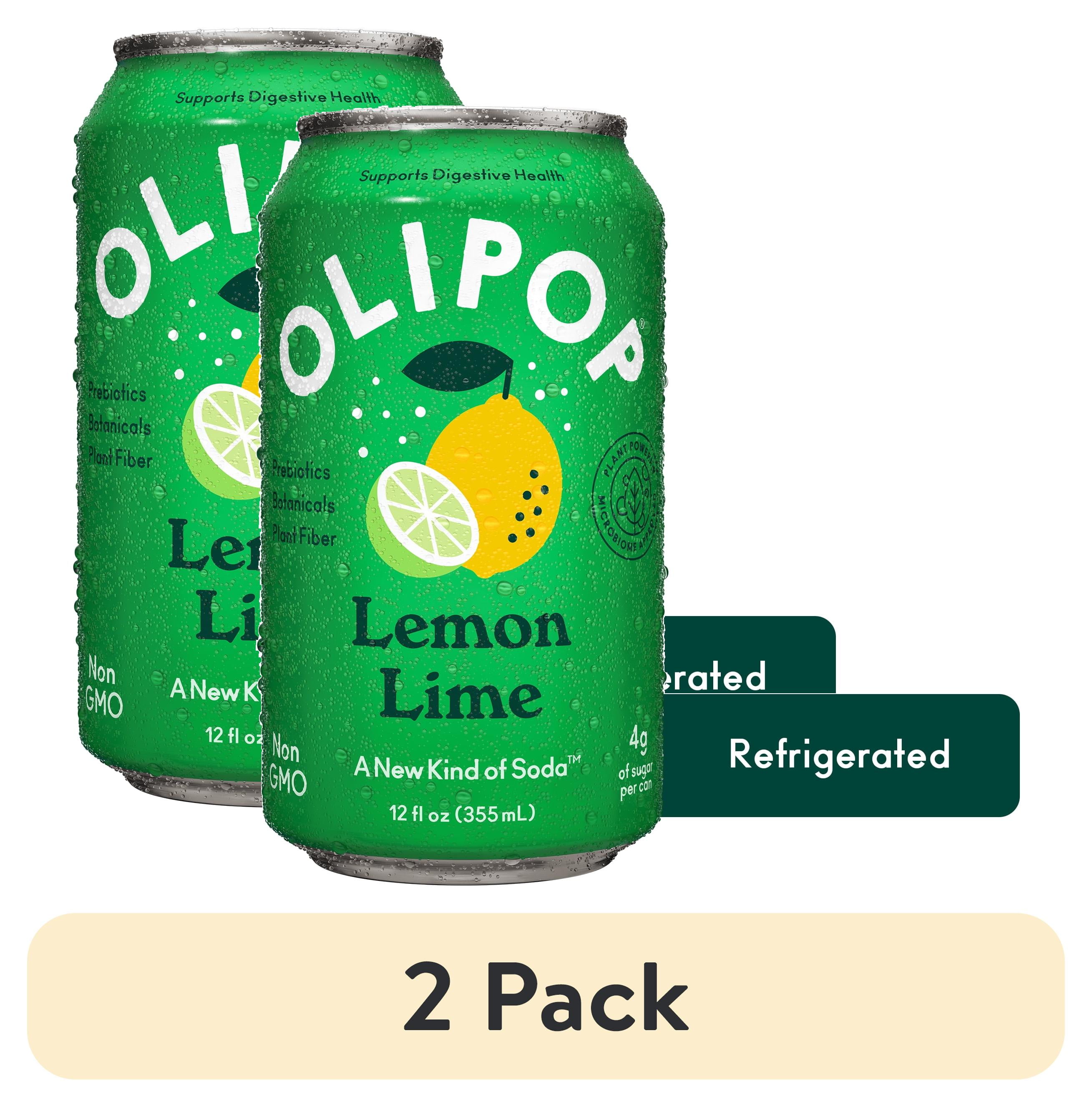 (2 pack) OLIPOP Prebiotic Soda, Lemon Lime, 12 fl oz, Refrigerated - Walmart.com