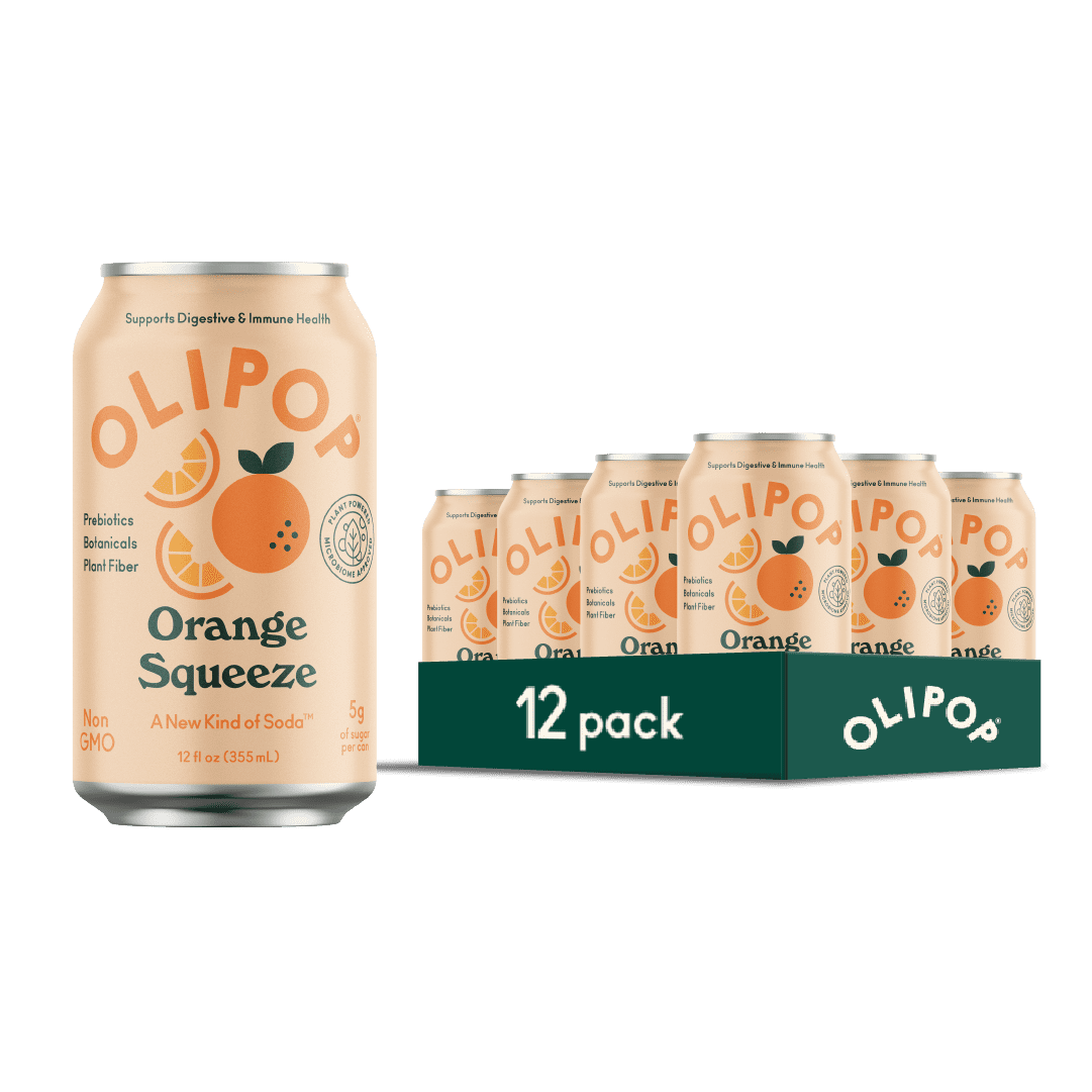 OLIPOP Healthy Prebiotic Soda, Orange Squeeze, Digestive Health Support, 12 fl oz, 12 Pack ...