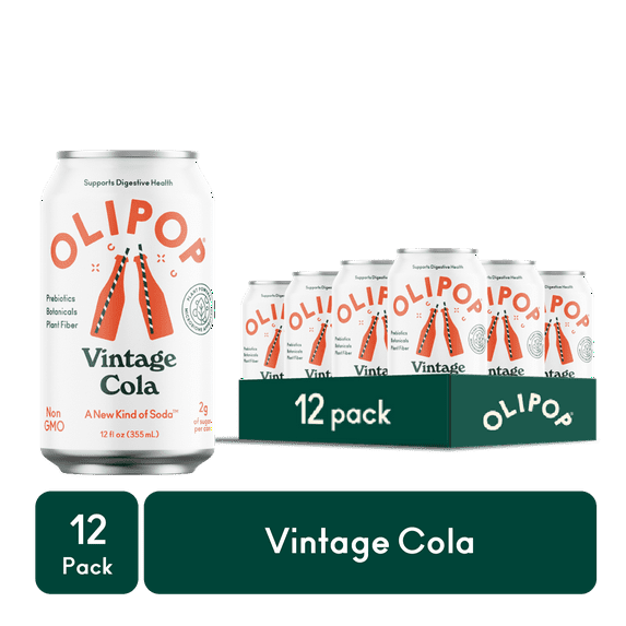 OLIPOP Prebiotic Soda, Vintage Cola, 12 fl oz, 12 Pack, Refrigerated - Walmart.com