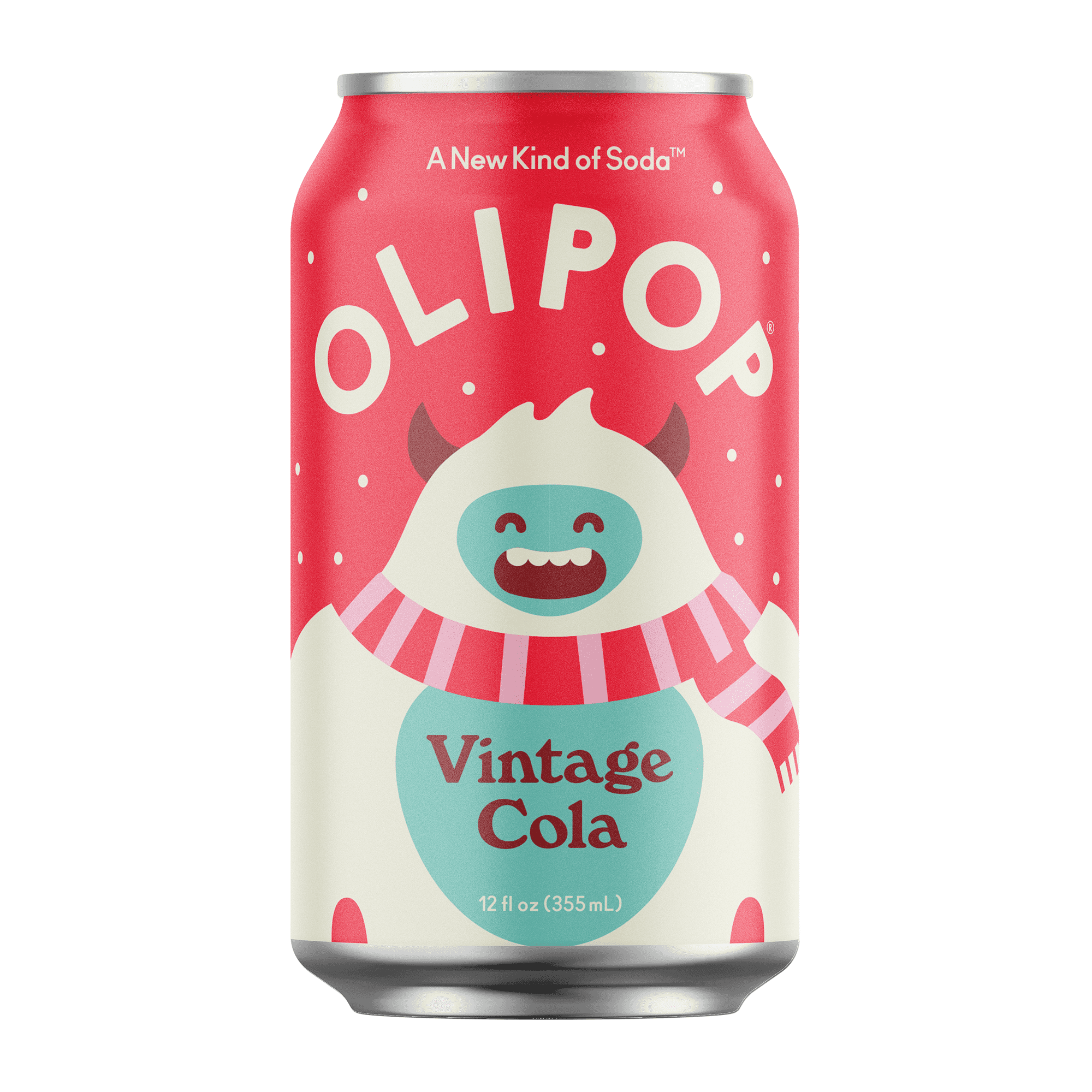 OLIPOP Prebiotic Soda, Vintage Cola, Holiday Yeti Can, 12 fl oz, 12 Pack, Refrigerated ...