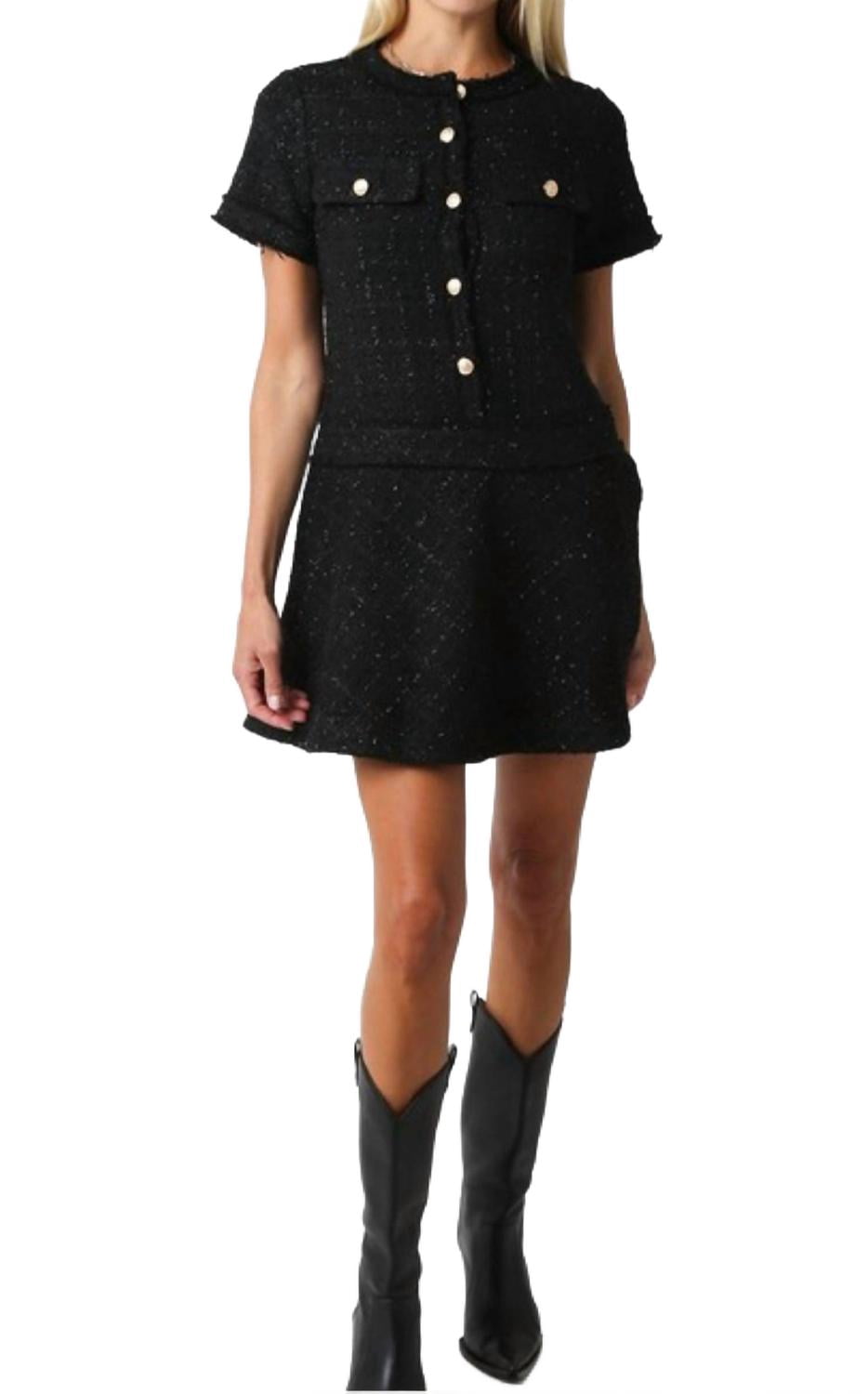 Olivaceous Boucle Dress - Walmart.com