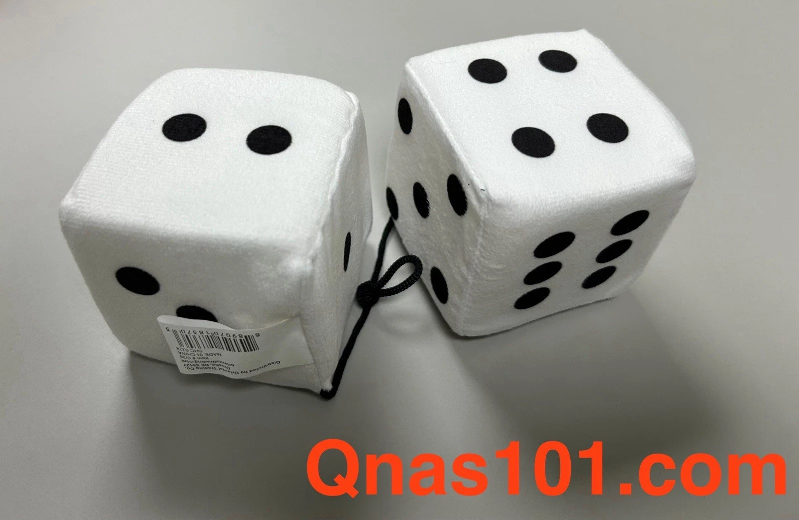 OLIVE- 1 New White Pair 3”X 3” Classic 50S Fuzzy Dice, Soft, Fuzzy ...