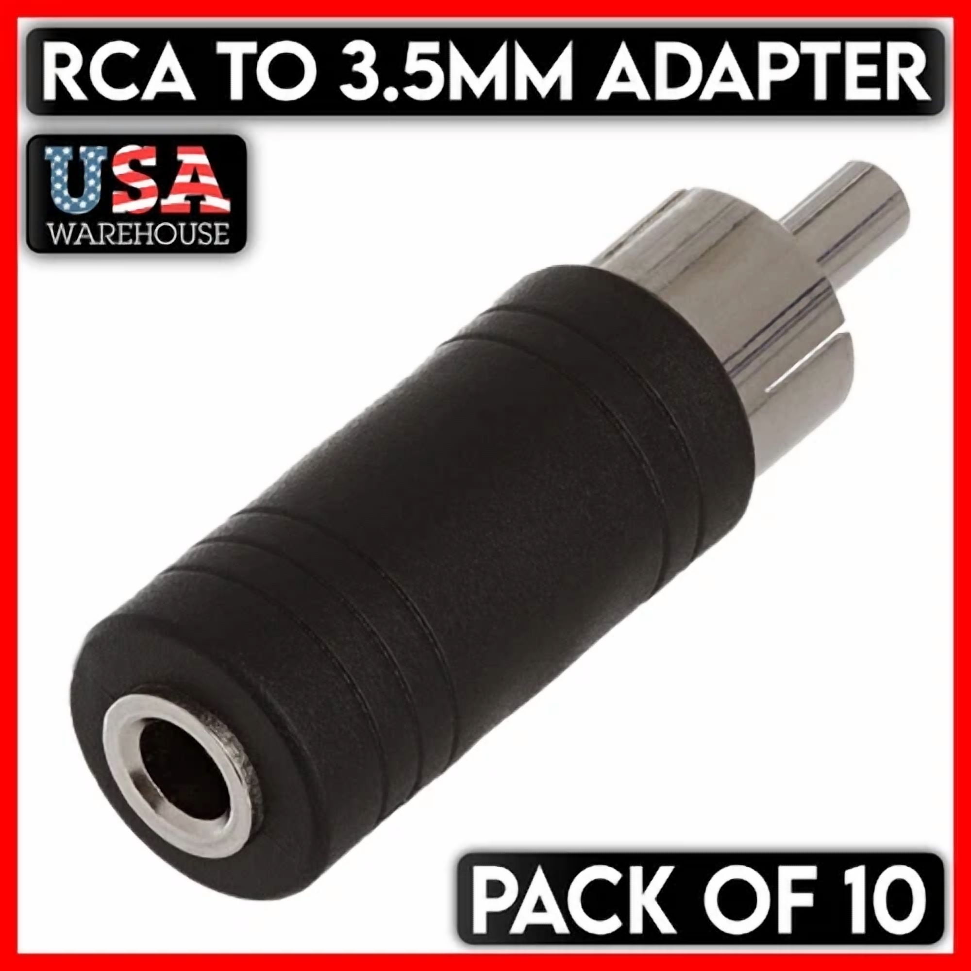 OLIVE- 10Pcs 3.5Mm Stereo Female Jack To Rca Male Plug Adapter Audio ...