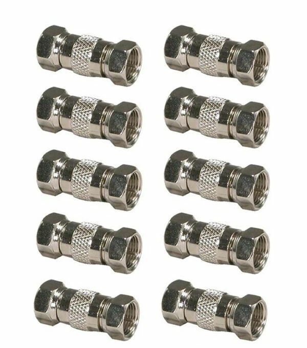 OLIVE- 10X F-Type Male To Male Dual Inline Coupler Screw Connector Coax ...