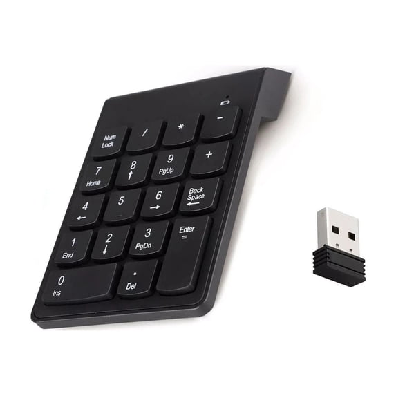 OLIVE- 1Pc Black Wireless 18-Key Number Keyboard W/2.4Ghz Usb Receiver ...