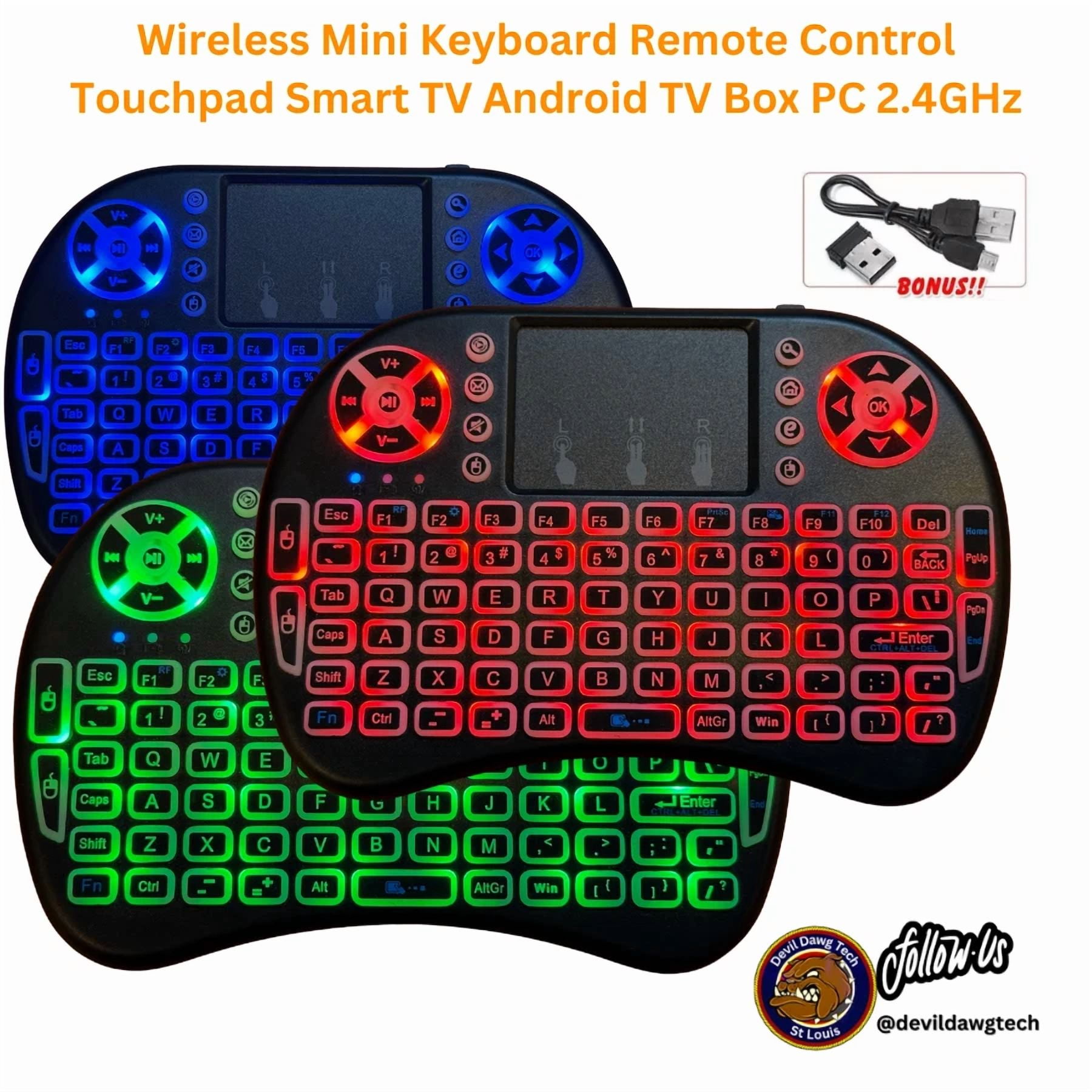 OLIVE- 2.4Ghz - Backlit Mini Wireless Handheld Keyboard Mouse Touchpad ...