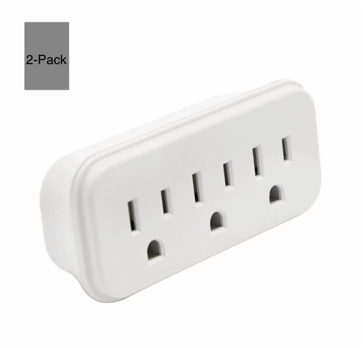 OLIVE- 2-Pk Grounded 3 Outlet Triple Ac Wall Plug Power Splitter 3-Way ...