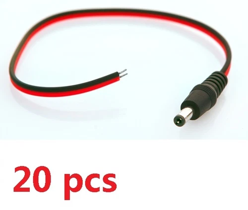 OLIVE- 20 X Cctv Male Power Pigtails Plug Lead Cord Wire Rg59 Coax For ...