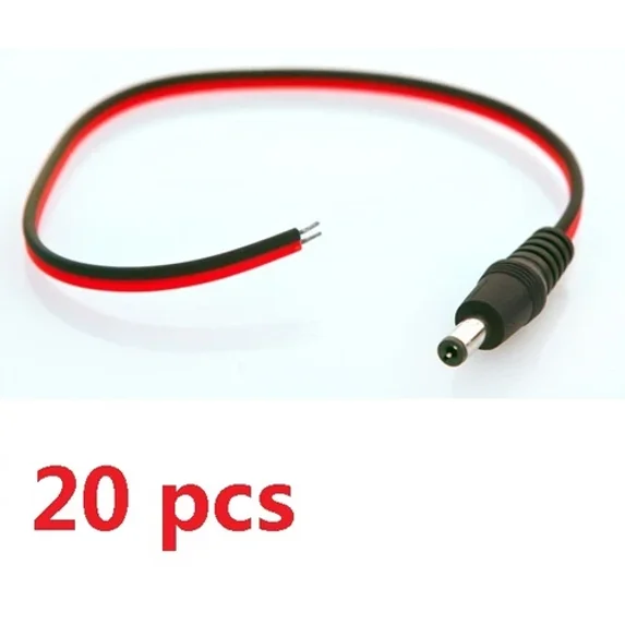 OLIVE- 20 X Cctv Male Power Pigtails Plug Lead Cord Wire Rg59 Coax For ...