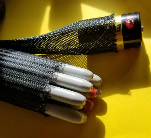 OLIVE- 25 Ft. 1" Black Expandable Wire Cable Sleeving Sheathing Braided ...