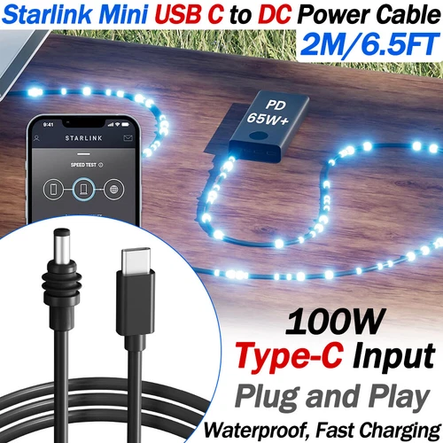 OLIVE- 2M/6.5Ft For Starlink Mini Cable Usb C To Dc Power Cable Type-C ...