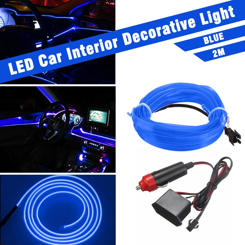 OLIVE- 2M Blue Led Car Interior Decorative Atmosphere C Wire Strip ...