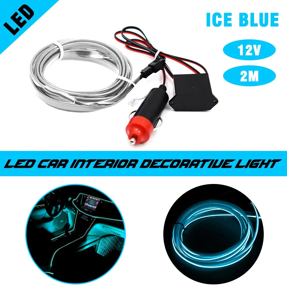 OLIVE- 2M Car Interior Blue Led Decorative Atmosphere Wire Strip Light ...