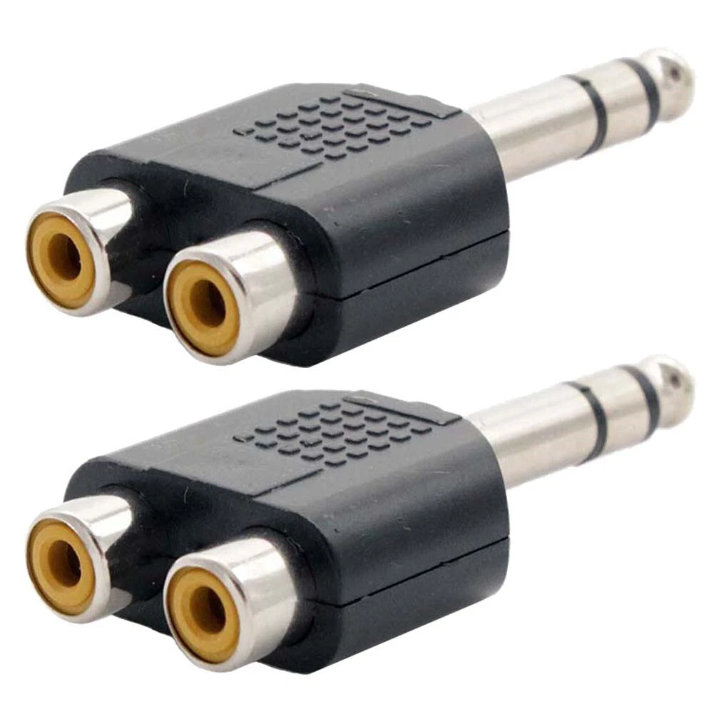 OLIVE- 2X 6.35Mm 1/4" Stereo Male To Dual Rca Female Y Splitter Audio ...