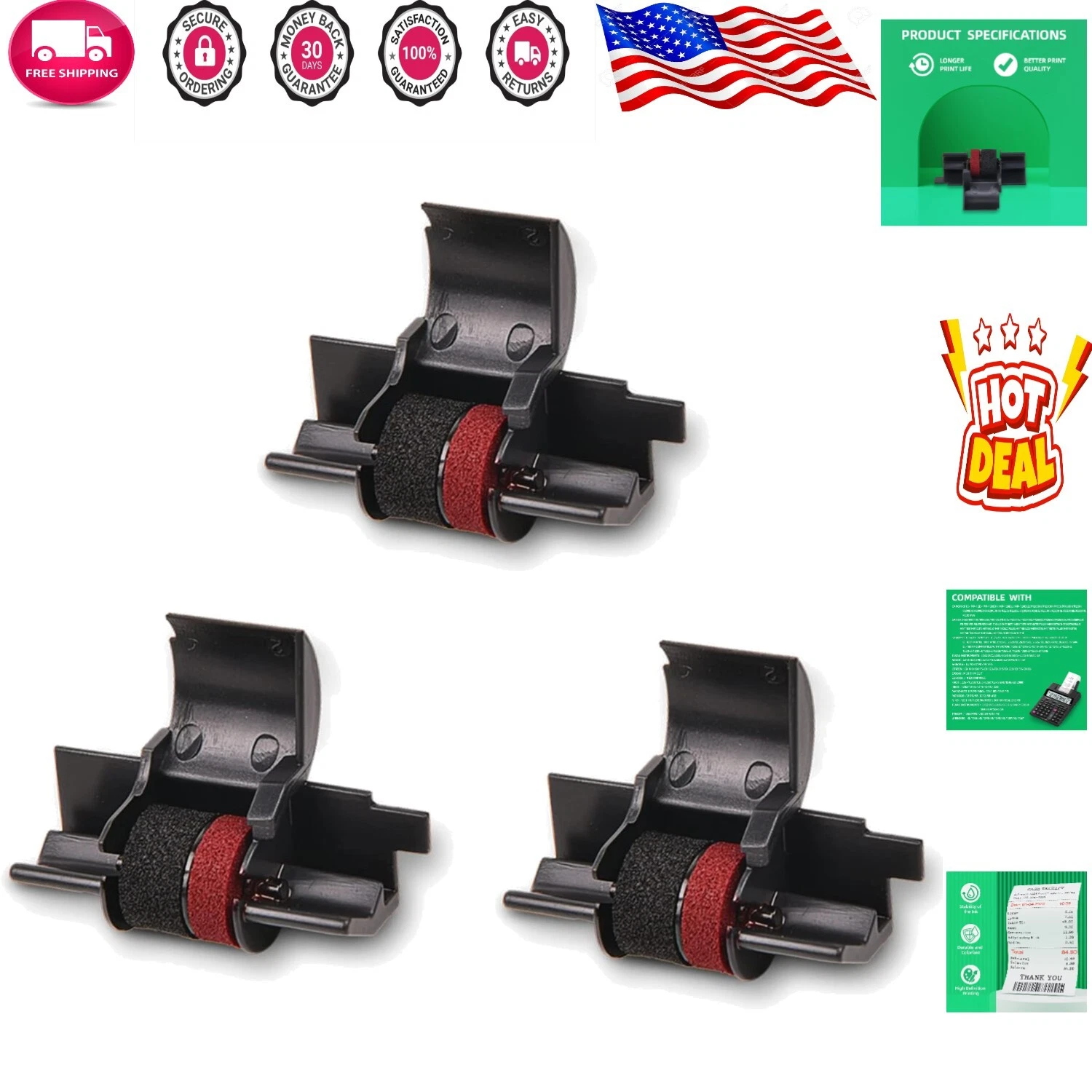 OLIVE- 3 Pack Ir40T Compatible Printer Ribbons For Sharp & Canon Models ...