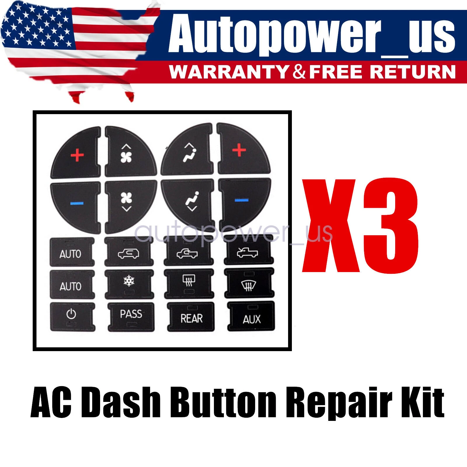 OLIVE- 3X Ac Dash Button Repair Kit Decal Stickers Replacement For ...