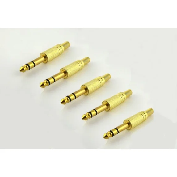 OLIVE- 5 Pack 1/4" Male Stereo Trs Audio Cable Jack Spring Solder ...