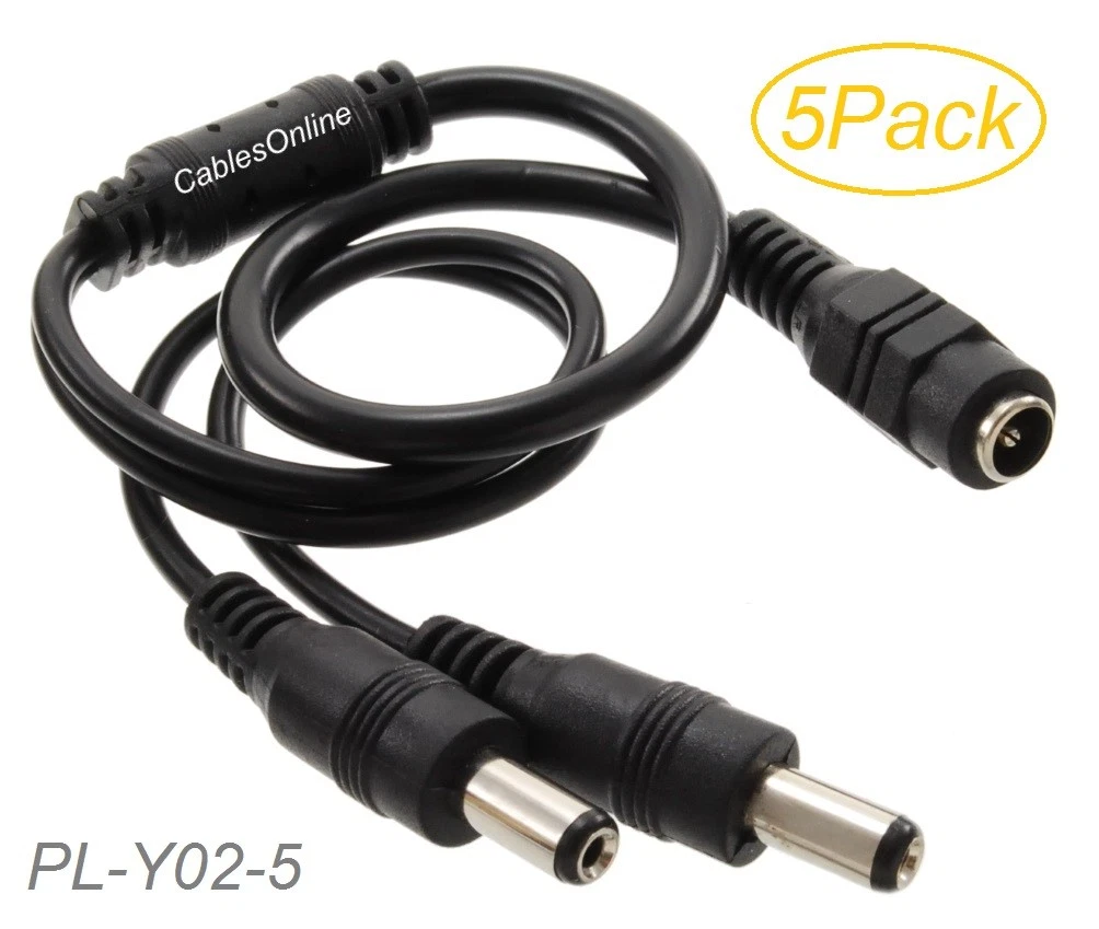 OLIVE- 5-Pack Dc Power Splitter Cables 1-Female/2-Male For Security ...