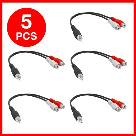 OLIVE- 5 Pack Rca Splitter 6 Inch Rca Male To 2 Rca Female Dual Rca Y ...