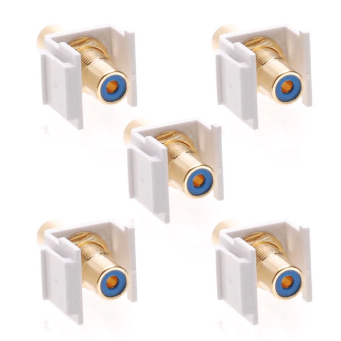OLIVE- 5 Pcs Audio Keystone Jack Modular Rca White Center Blue ...