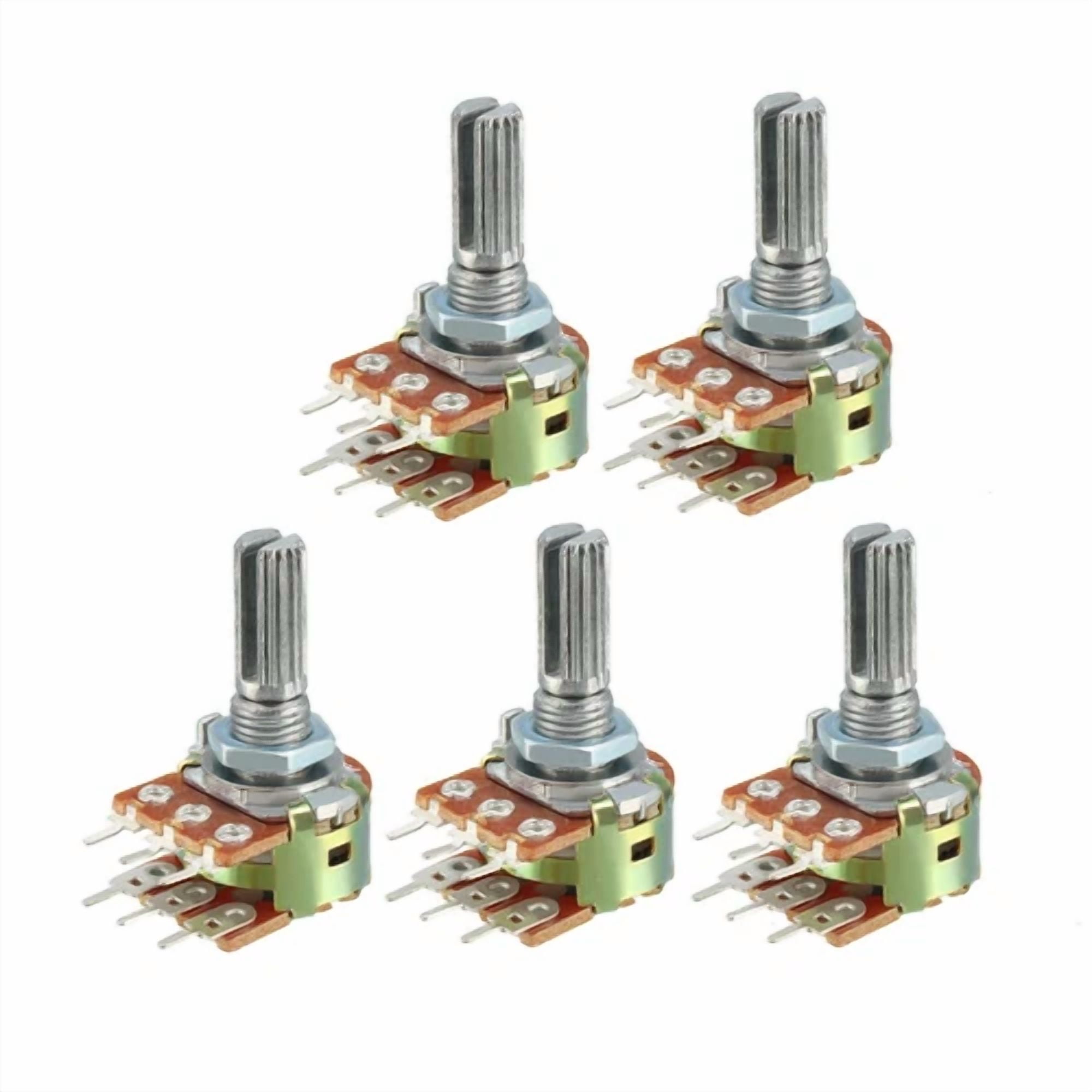 OLIVE- 5Pcs 500K Ohm Variable Resistors Dual Rotary Carbon Film Taper ...