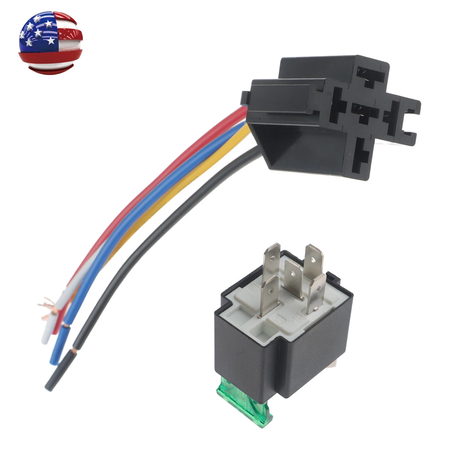 OLIVE- Aftermarket Audio Relay Switch Wiring 12V -30 Amp Fuse 144Awg ...