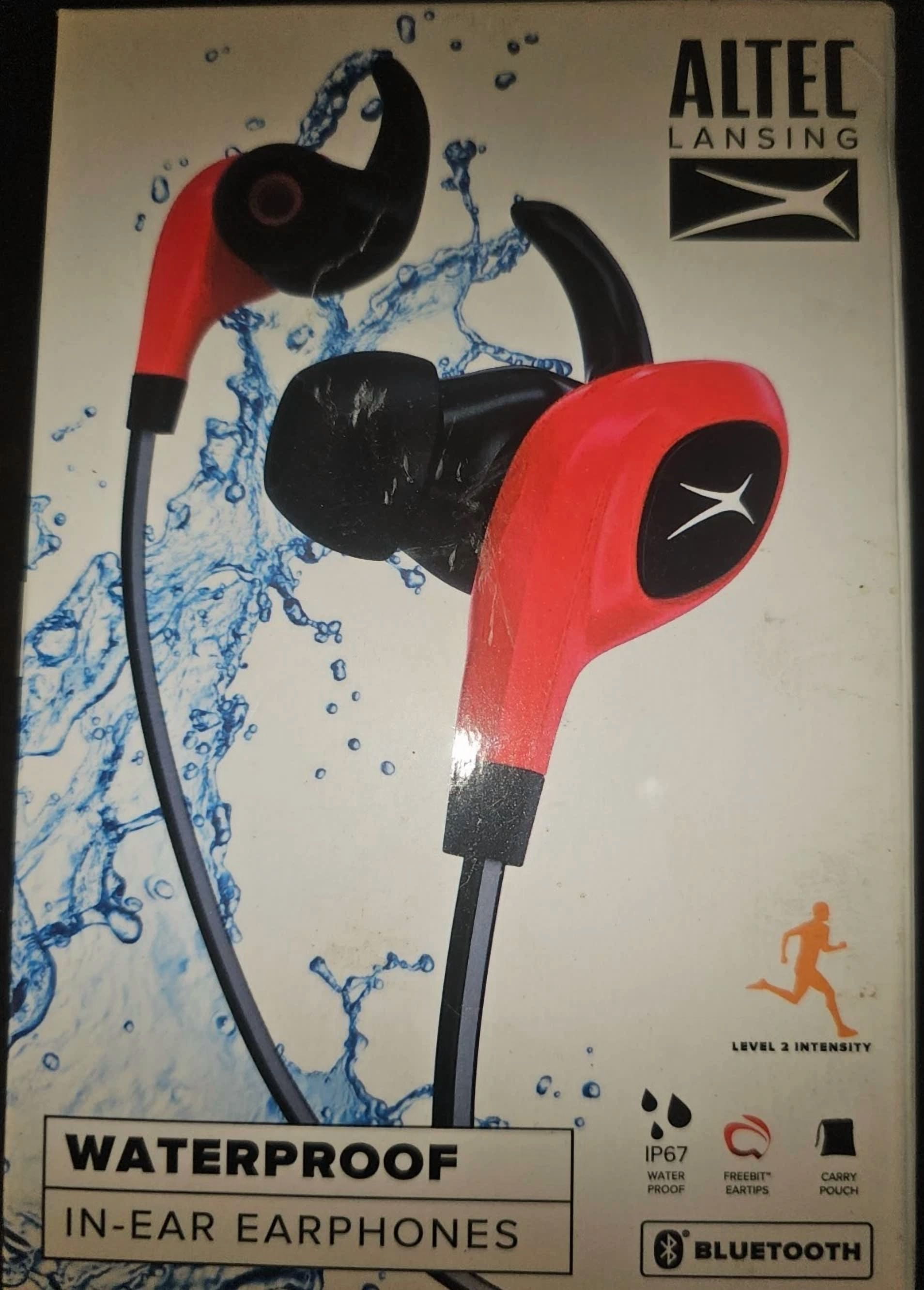OLIVE- Altec Lansing Waterproof In-Ear Earphones Red Earbuds Bluetooth ...