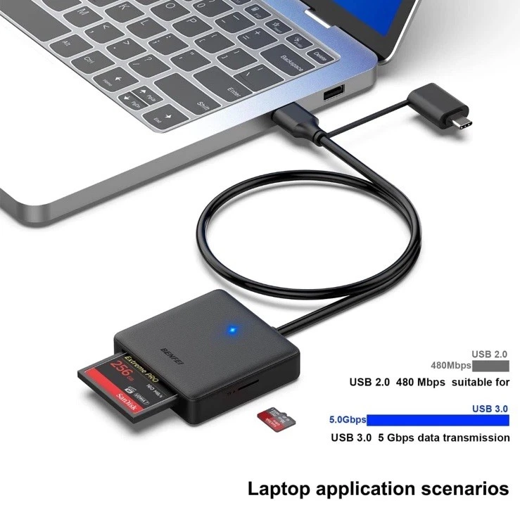 OLIVE- Benfei 000328Black 4In1 Usb 3.0 And Usb-C To Sd Micro Sd Ms Cf ...