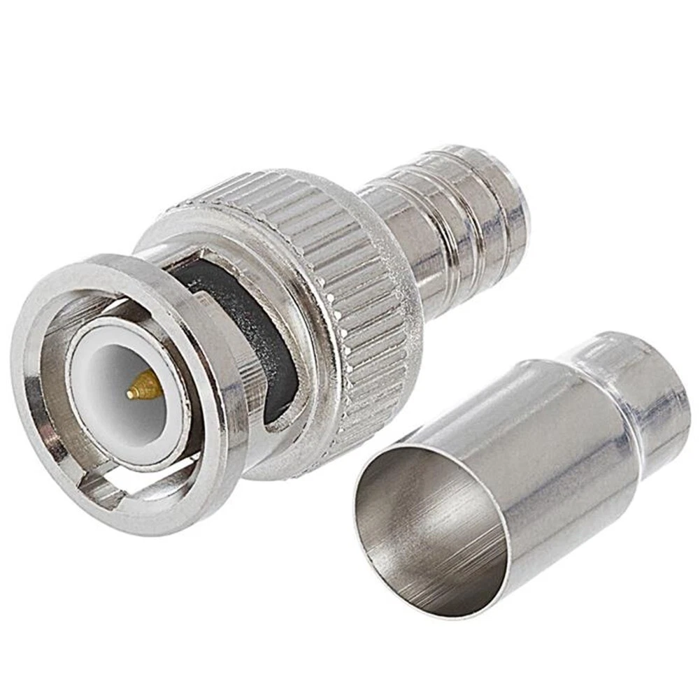 OLIVE- Bnc Male Crimp On Rg59 Coax Coaxial Cable Connector Adapter For ...