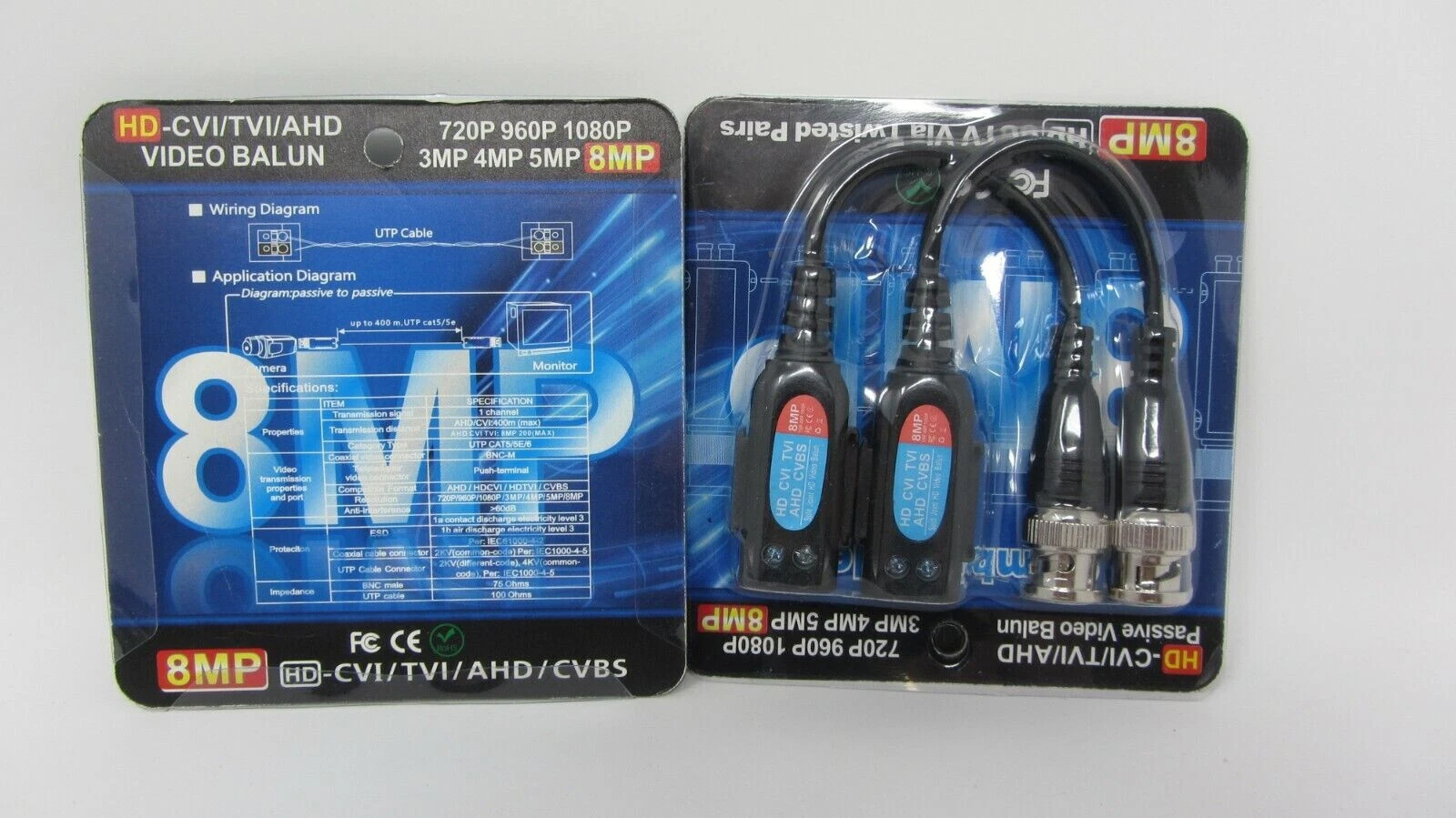 OLIVE- Cctv Camera 4K Passive Video Balun Bnc Connector Coaxial Cable ...