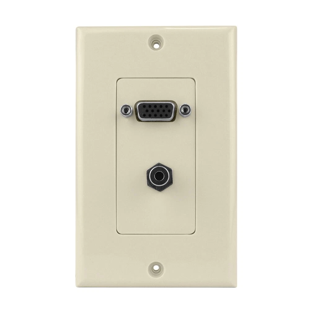 OLIVE- Construct Pro Vga + 3.5Mm Audio Wall Plate (Light Almond ...