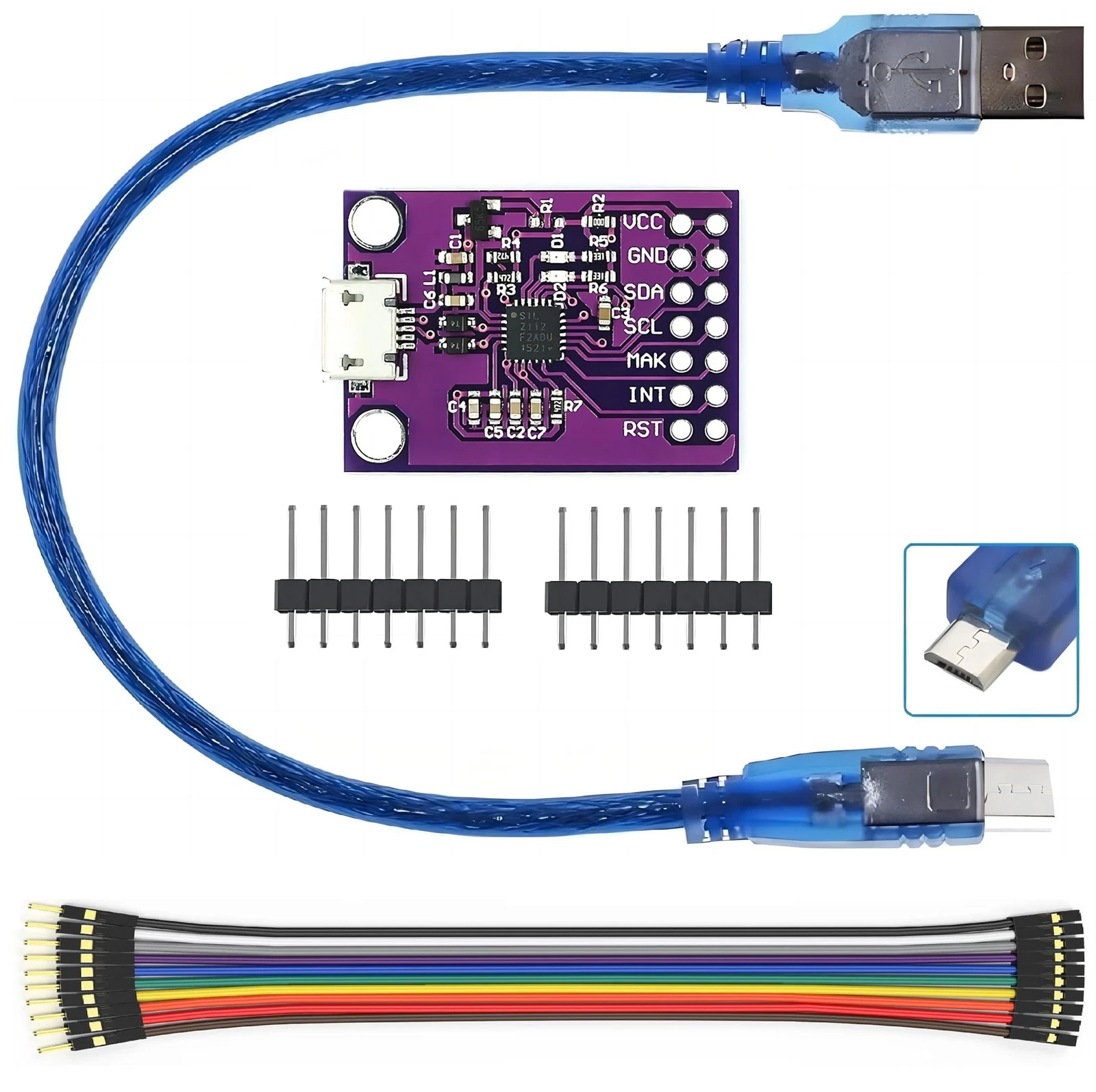 OLIVE- Cp2112 Adapter Micro Usb To Smbus I2C Communication With Wires ...
