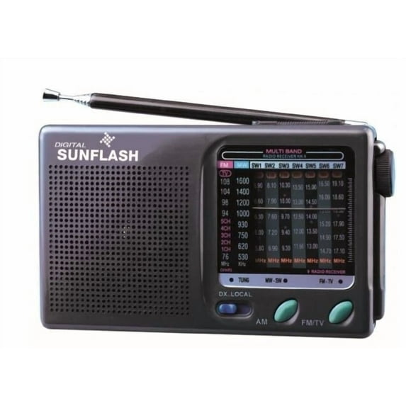 OLIVE- Digital Sunflash Rd-33-Am/Fm 9-Band Mini Radio & Built-In Speaker - Black - Walmart.com